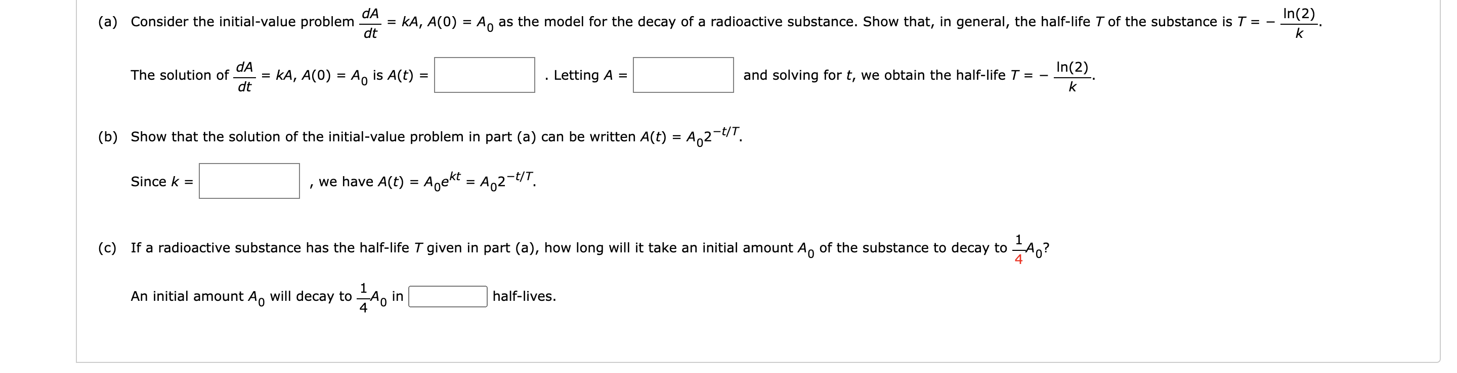 Solved (a) Consider the initial-value problem da dt = KA, | Chegg.com