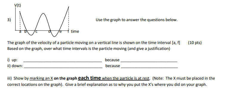 Solved V(t) 3) Use the graph to answer the questions below. | Chegg.com
