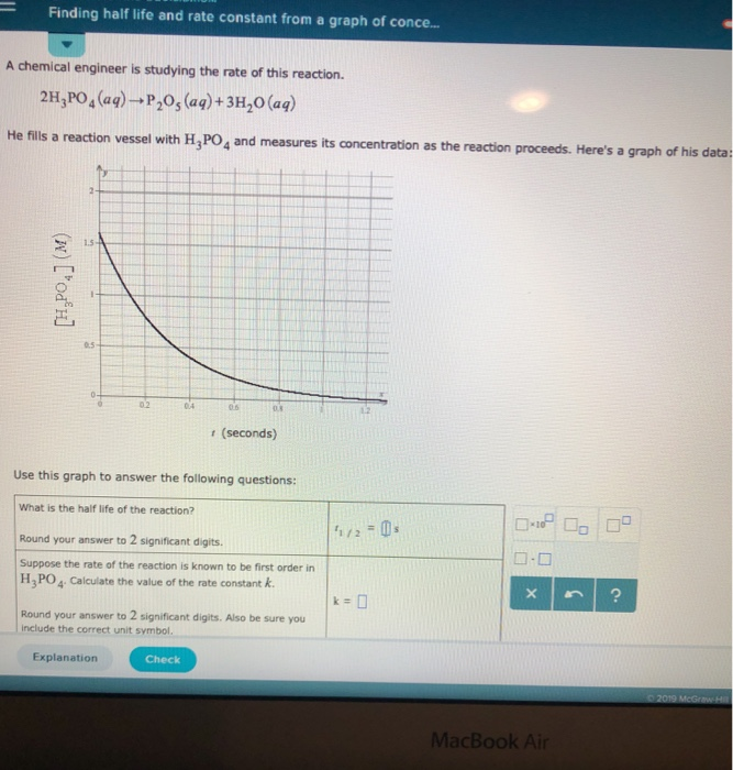 Solved Finding half life and rate constant from a graph of | Chegg.com