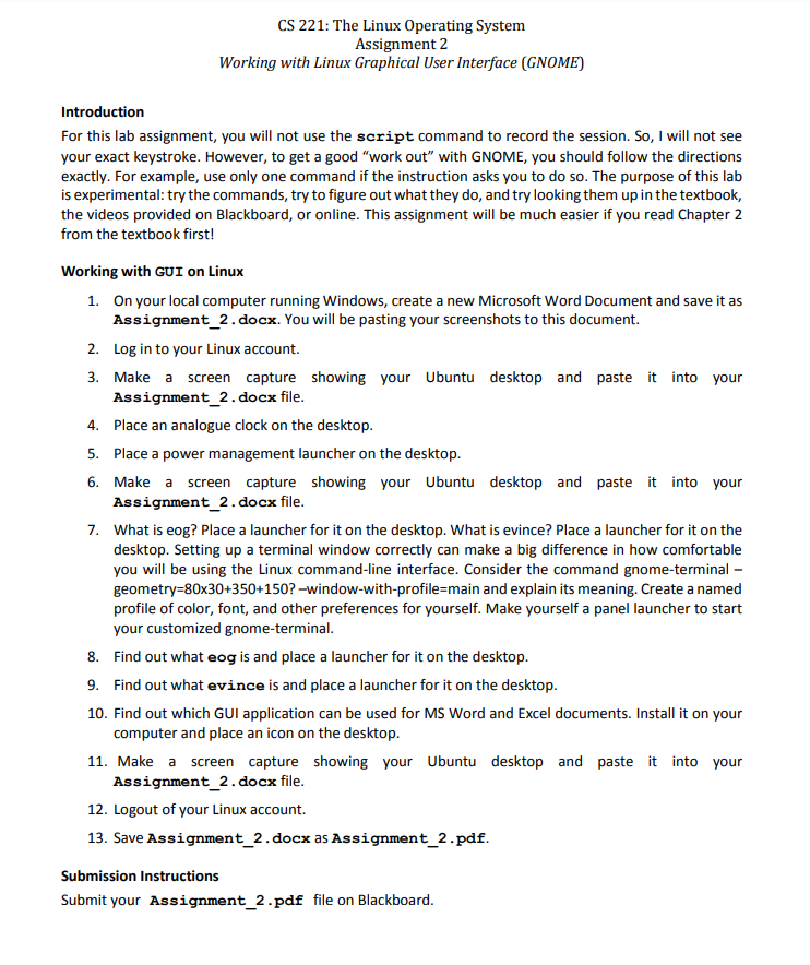 This is for a linux course I'm taking, we use Ubuntu. | Chegg.com