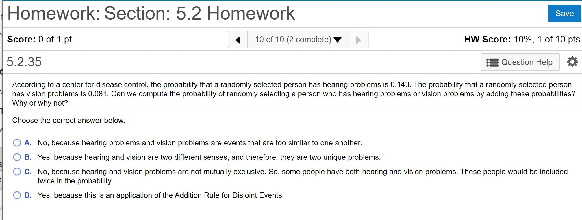Solved Homework Section 5 2 Homework Save Score 0 Of 1 Pt
