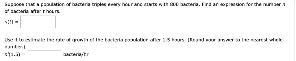 Solved Suppose that a population of bacteria triples every | Chegg.com