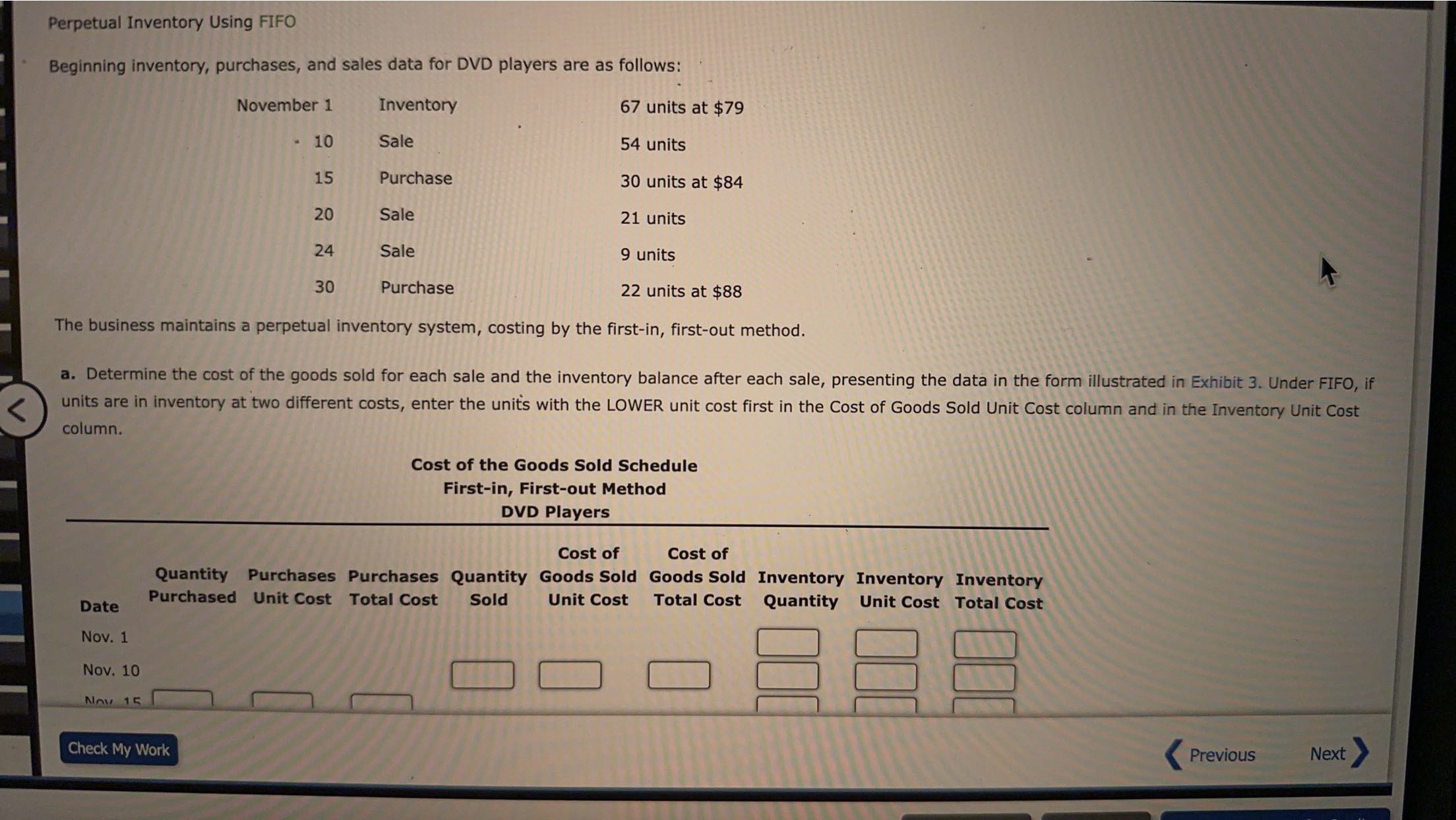 Solved Perpetual Inventory Using FIFO Beginning inventory, | Chegg.com