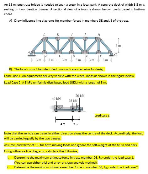 Solved An 18 m long truss bridge is needed to span a creek | Chegg.com