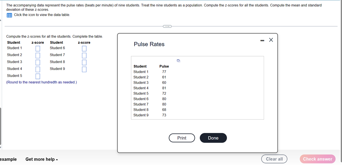 Solved deviation of these z-scores. Click the icon to view | Chegg.com