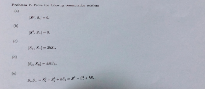 Solved Problem 7. Prove the following commutation relations | Chegg.com