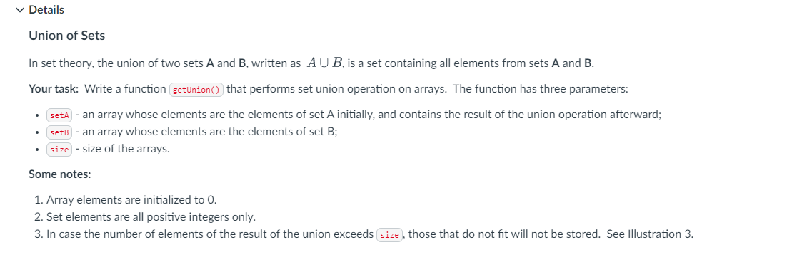 Solved Union of Sets In set theory, the union of two sets A | Chegg.com