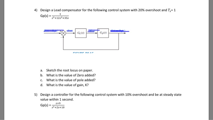 Solved Design a Lead compensator for the following control | Chegg.com