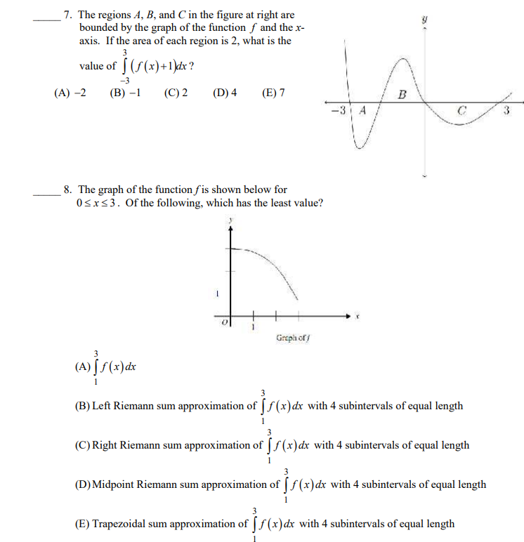 Solved 7. The regions A, B, and in the figure at right are | Chegg.com