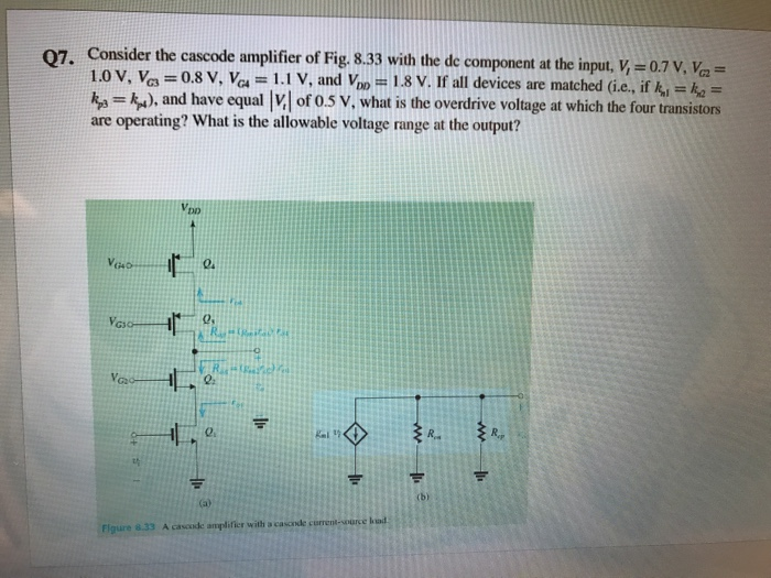 Solved Consider the cascode amplifier of Fig. 8.33 with the | Chegg.com