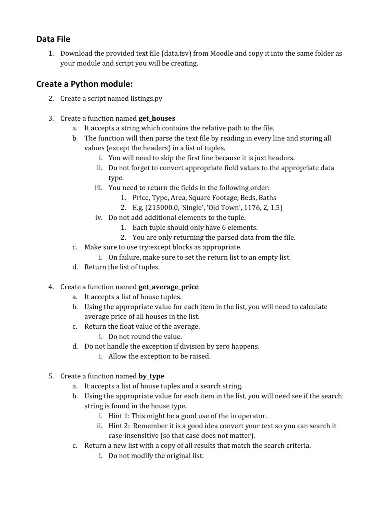 Assignment Week 11: House Listings Application In | Chegg.com