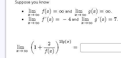 Solved Suppose you know lim f(x) = 0 and lim g(x) = 0. ( x | Chegg.com