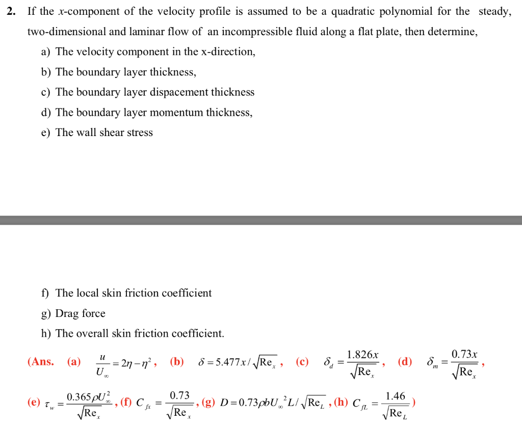 Solved 2. If the x-component of the velocity profile is | Chegg.com