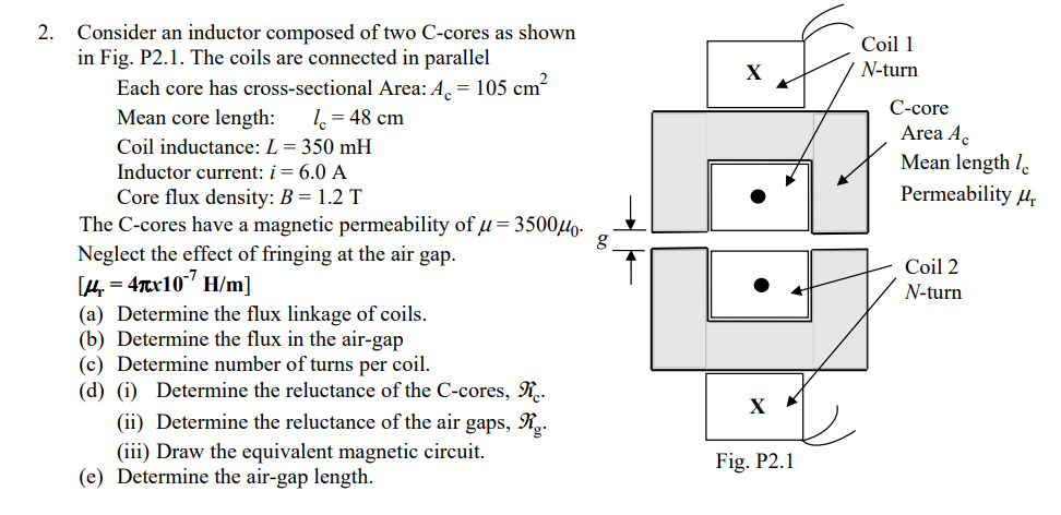Solved Consider an inductor composed of two C-cores as | Chegg.com