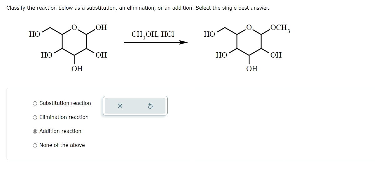 Solved Classify the reaction below as a substitution, an | Chegg.com
