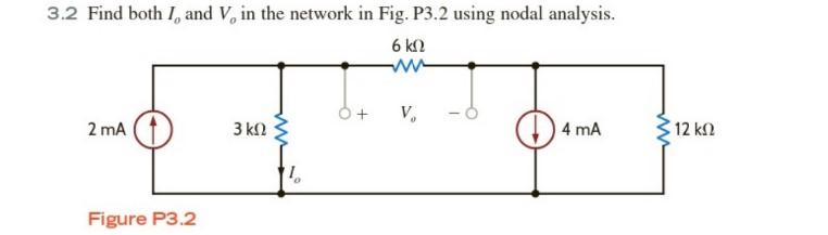 Solved 3.2 Find both Io and Vo in the network in Fig. P3.2 | Chegg.com