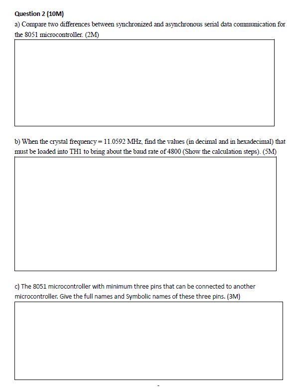 Solved Question 2 (10M) a) Compare two differences between | Chegg.com