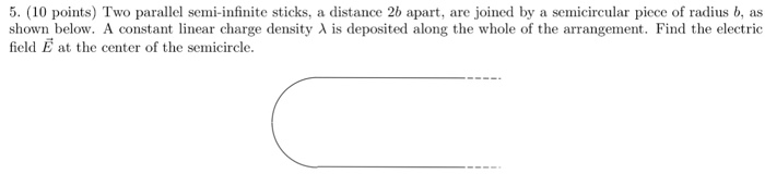 Solved 5. (10 points) Two parallel semi-infinite sticks, a | Chegg.com