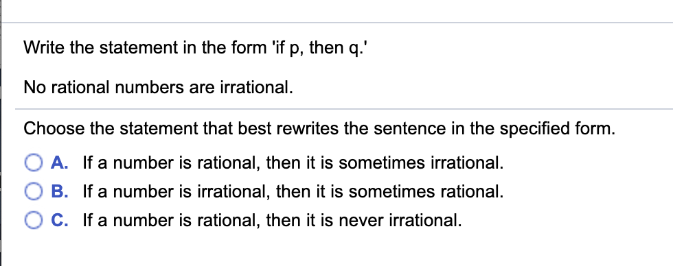 Solved Write the statement in the form 'if p, then q No | Chegg.com