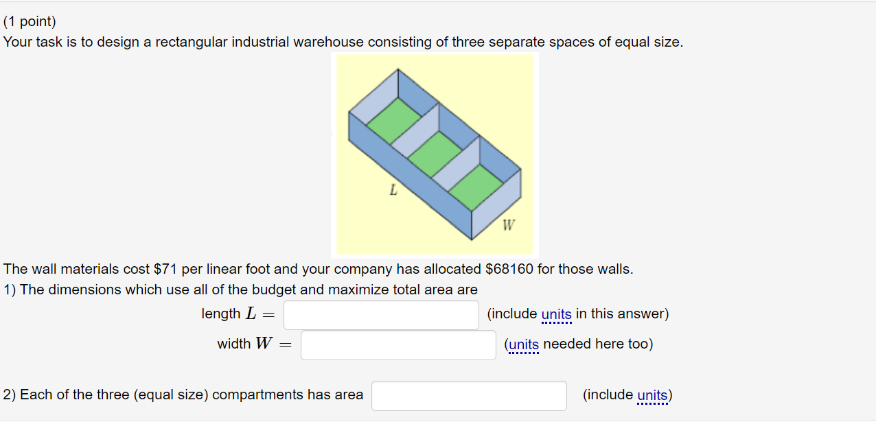 Solved (1 point) Your task is to design a rectangular | Chegg.com
