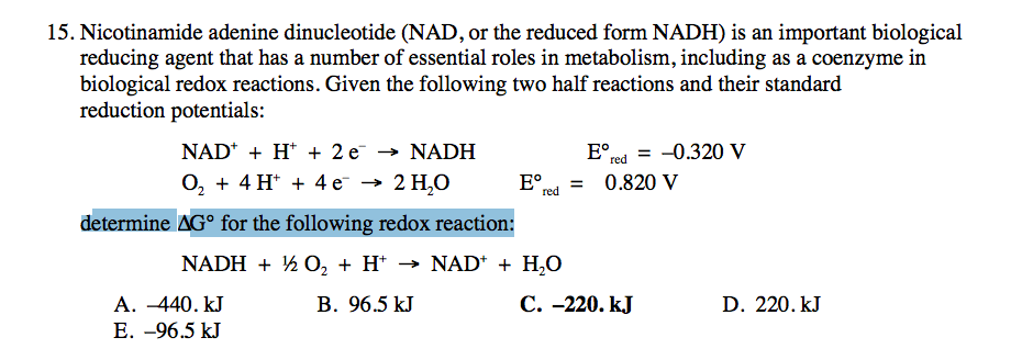 Solved 15. Nicotinamide adenine dinucleotide (NAD, or the | Chegg.com