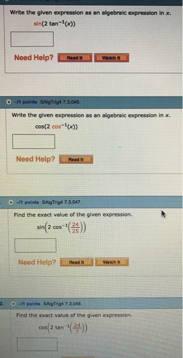 Solved Write the given expression as an algebraic expression | Chegg.com