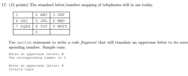 Solved 17. (15 points) The standard letter/number mapping of | Chegg.com