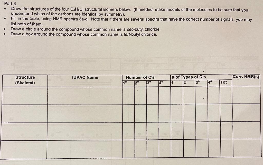 Solved . Part 3 Draw the structures of the four CAH,Cl | Chegg.com