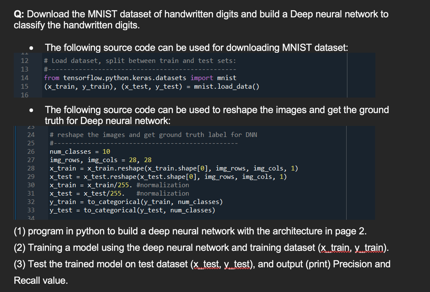 Q: Download the MNIST dataset of handwritten digits | Chegg.com