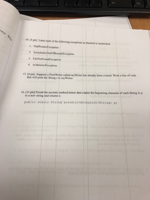 Solved I. [10 pts] Suppose you have an Array of String | Chegg.com