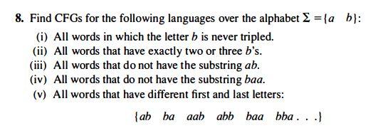 Solved 8. Find CFGs for the following languages over the | Chegg.com