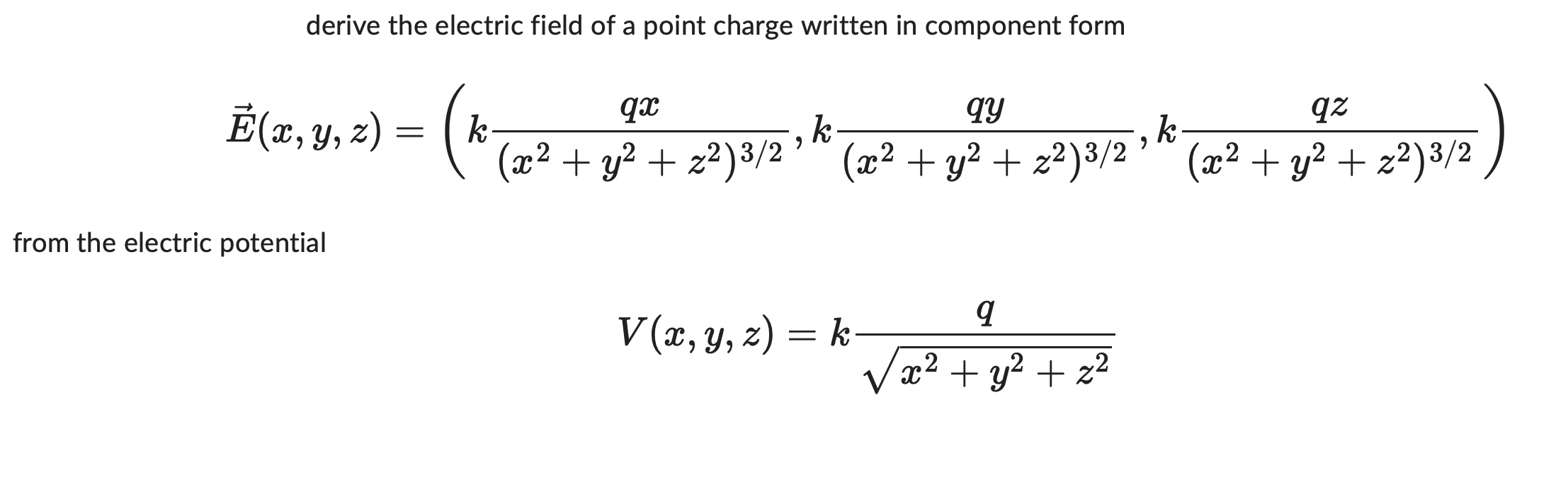 Solved derive the electric field of a point charge written | Chegg.com