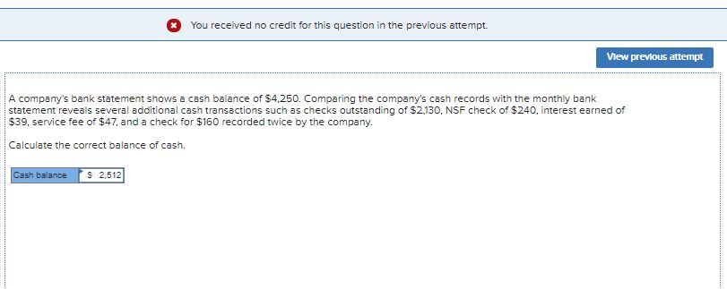 Solved You received no credit for this question in the | Chegg.com