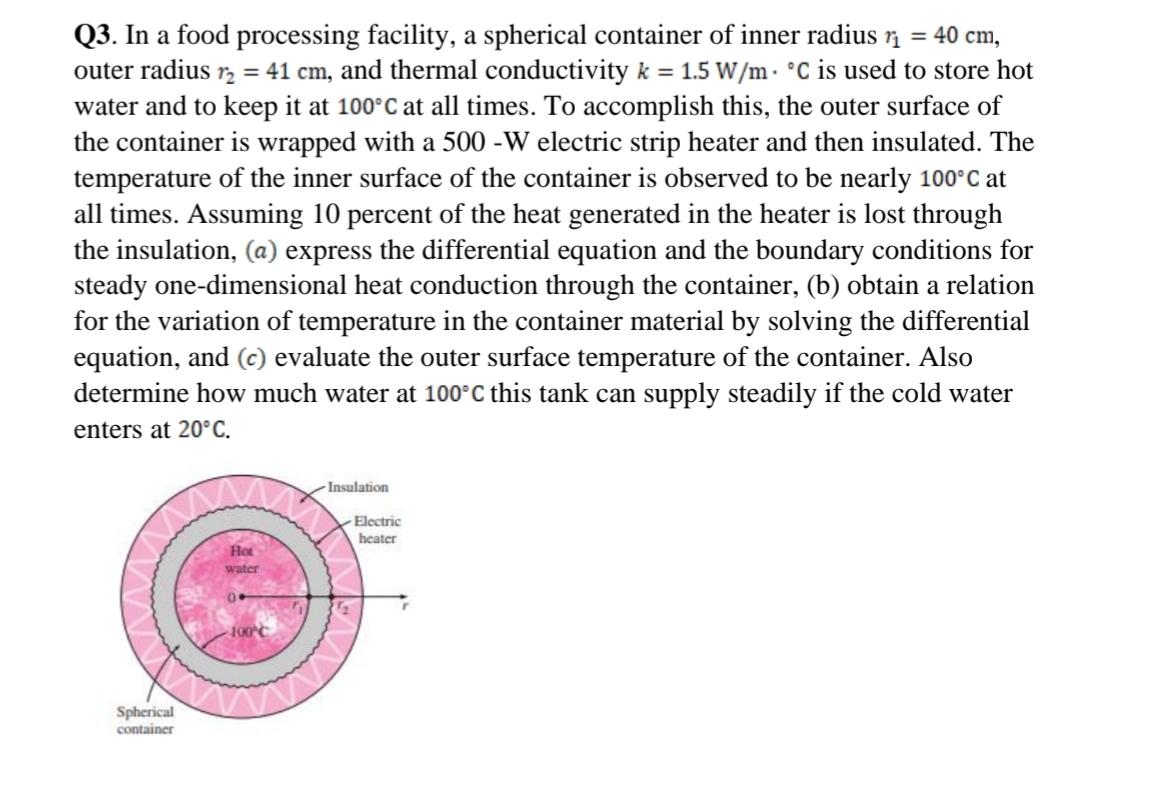 Solved Q3. In a food processing facility, a spherical | Chegg.com