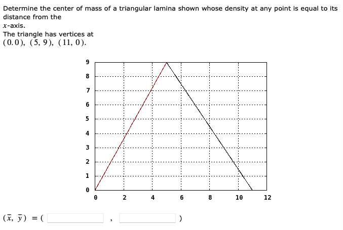 Solved Determine the center of mass of a triangular lamina | Chegg.com