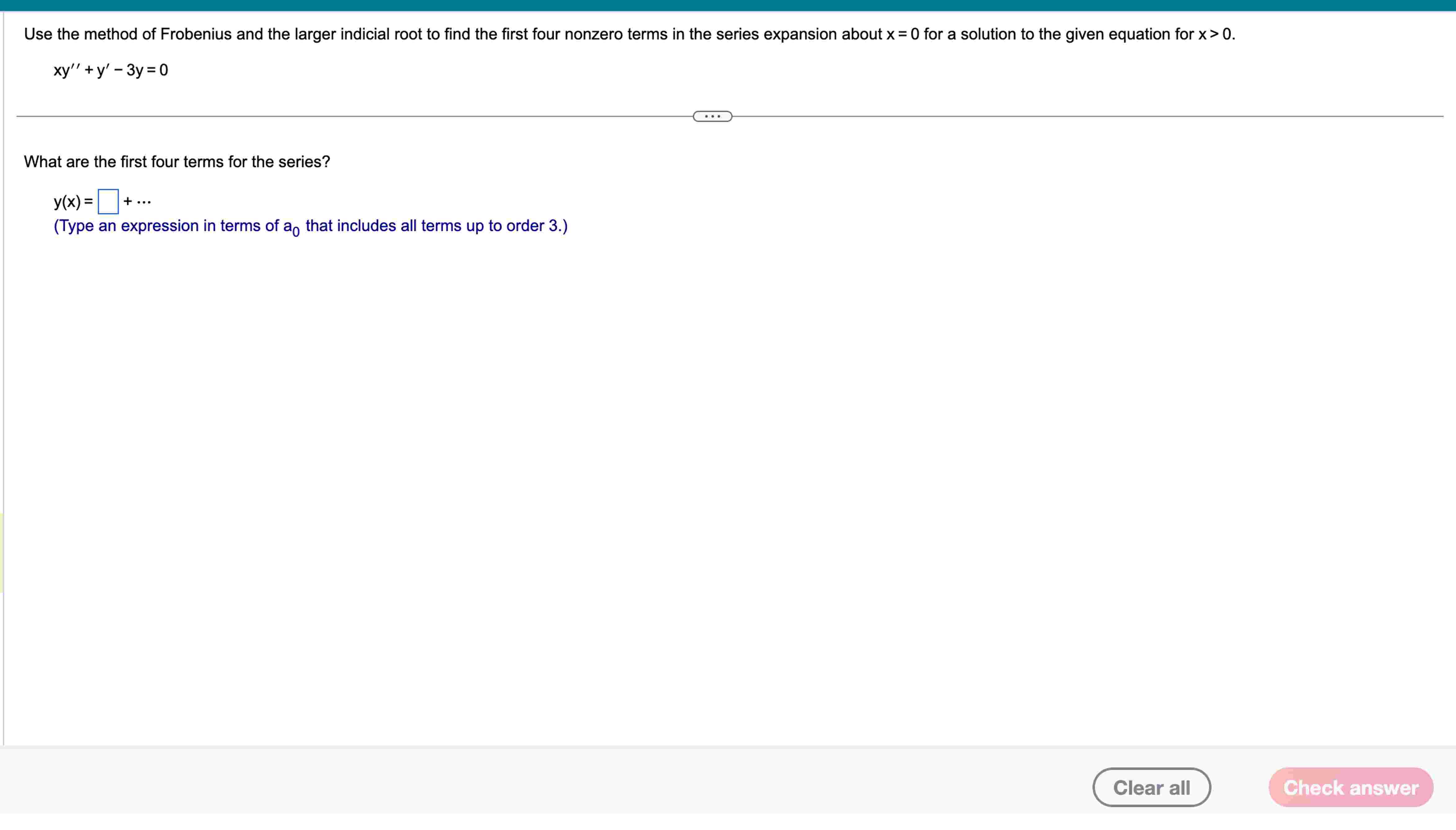 Solved Use the method of ﻿Frobenius and the larger indicial | Chegg.com
