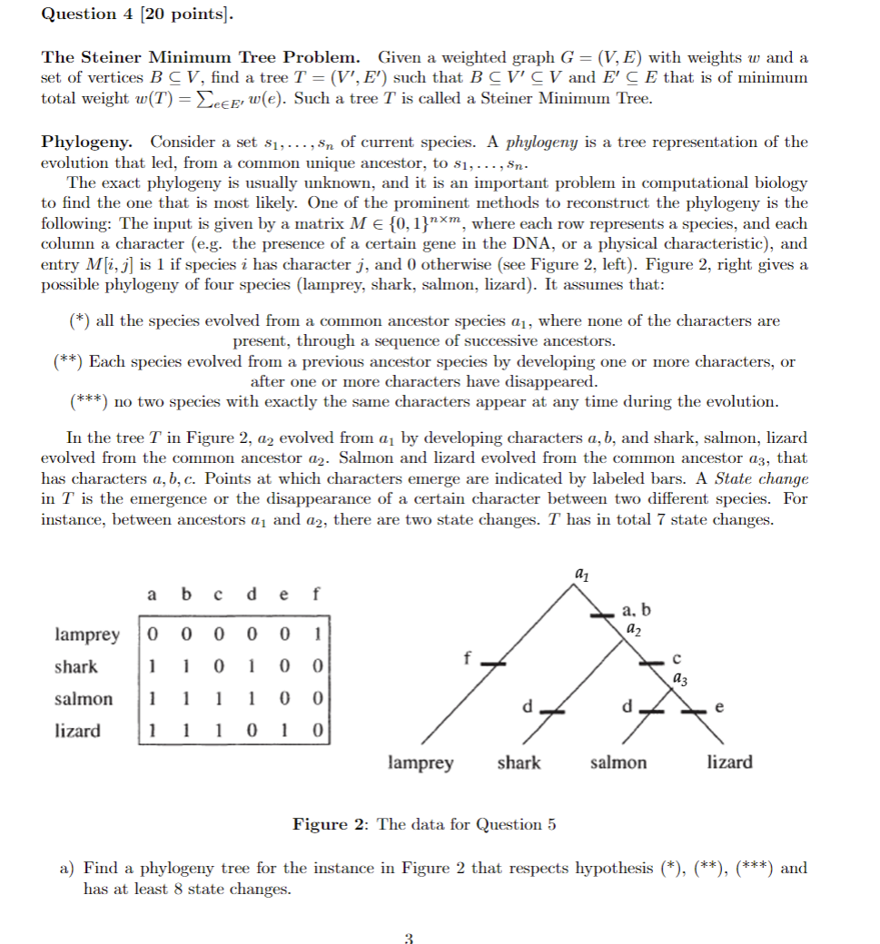b) A most parsimonious tree is a phylogeny tree that | Chegg.com