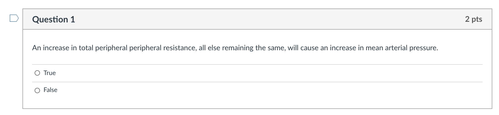 Solved D Question 1 2 pts An increase in total peripheral | Chegg.com