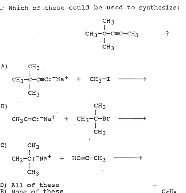 Solved - Which of these could be used to synthesize: CH3 1 | Chegg.com