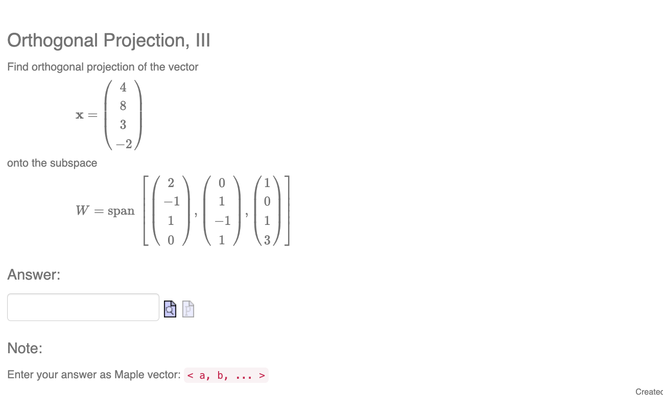 Solved Orthogonal Projection, III Find orthogonal projection | Chegg.com