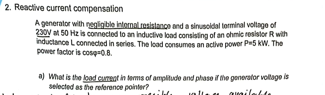 Solved Reactive current compensationA generator with | Chegg.com