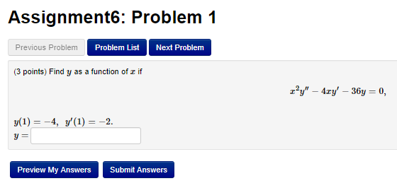 Solved Assignment6 Problem 1 Next Problem Previous Problem