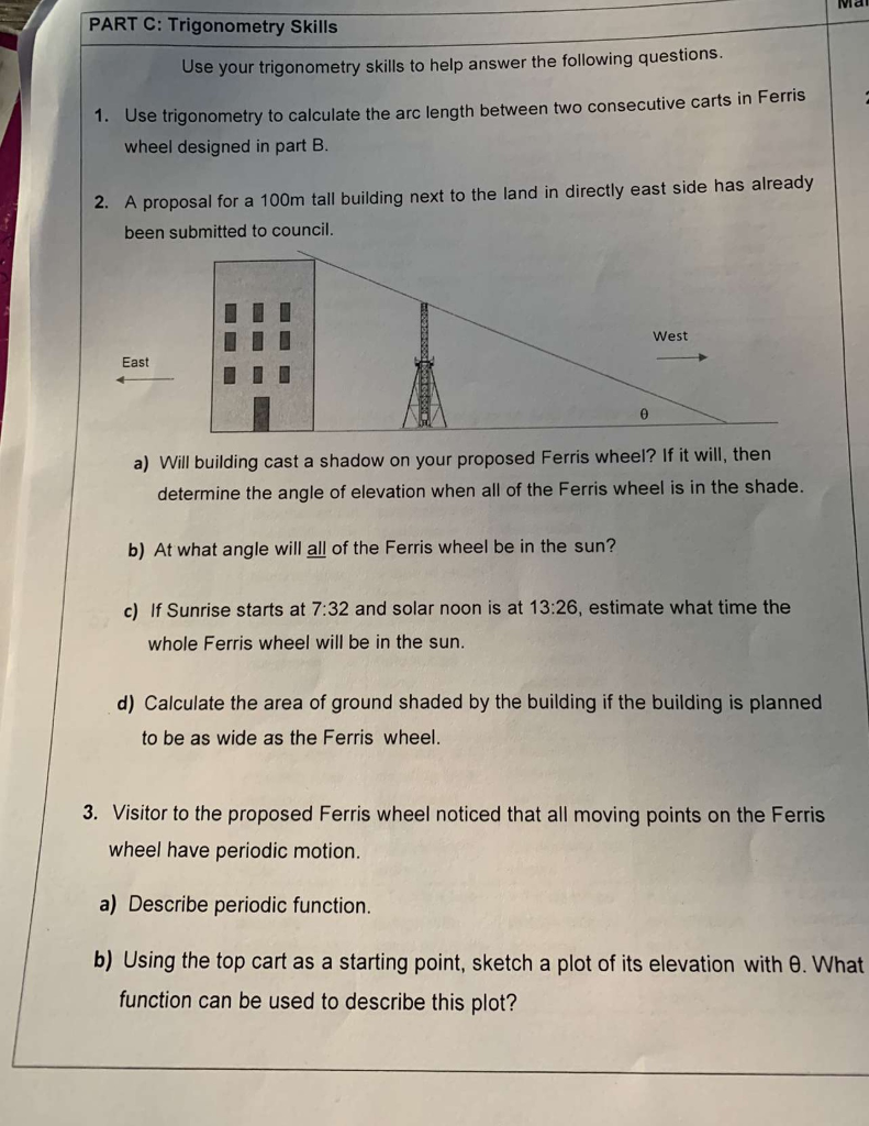 PART C: Trigonometry Skills Use your trigonometry | Chegg.com