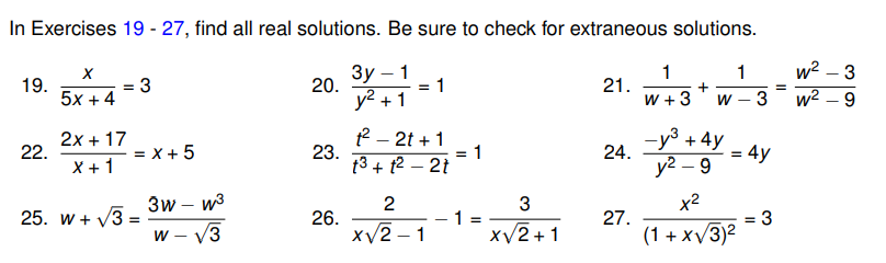 Solved In Exercises 19 - 27, find all real solutions. Be | Chegg.com