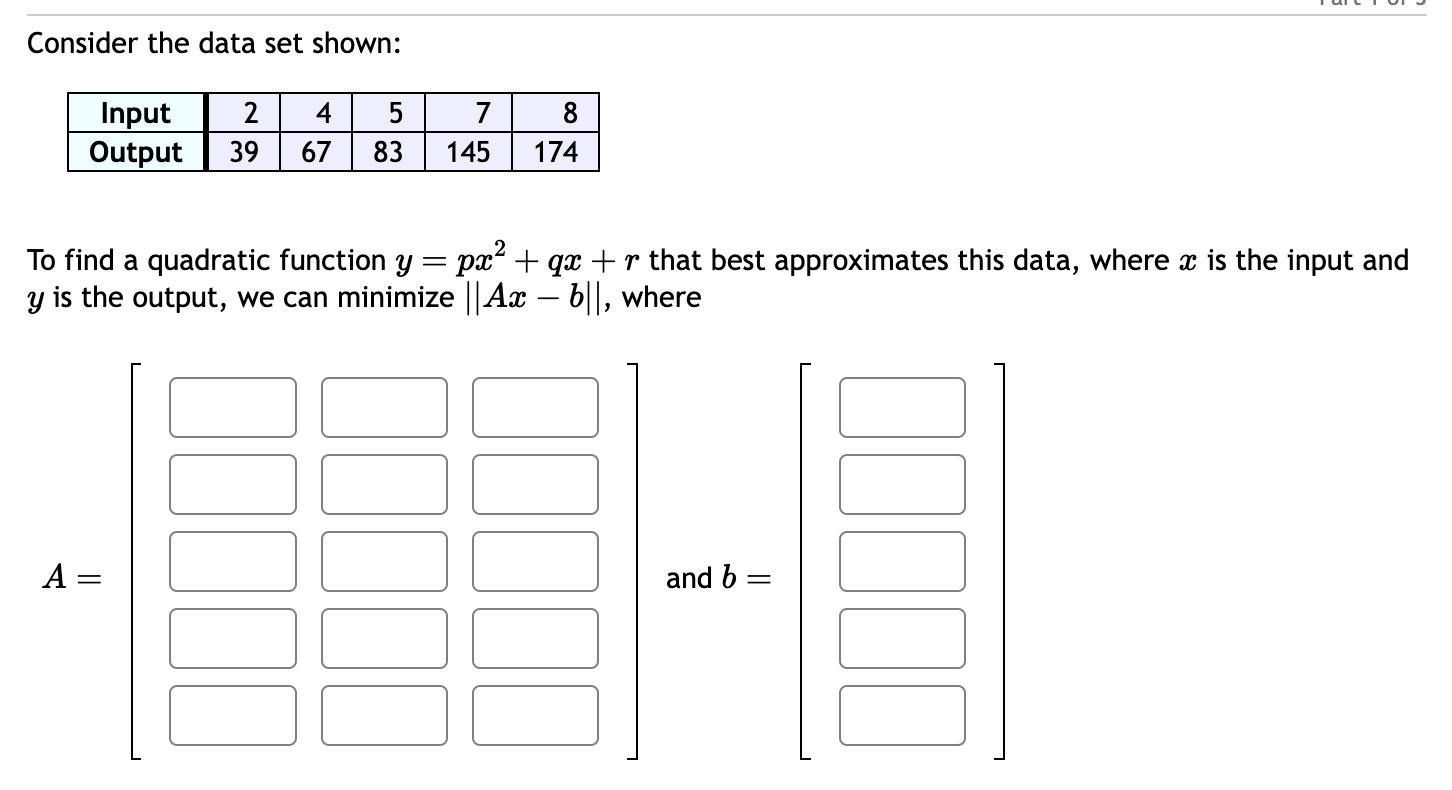 Solved Consider The Data Set Shown To Find A Quadratic 