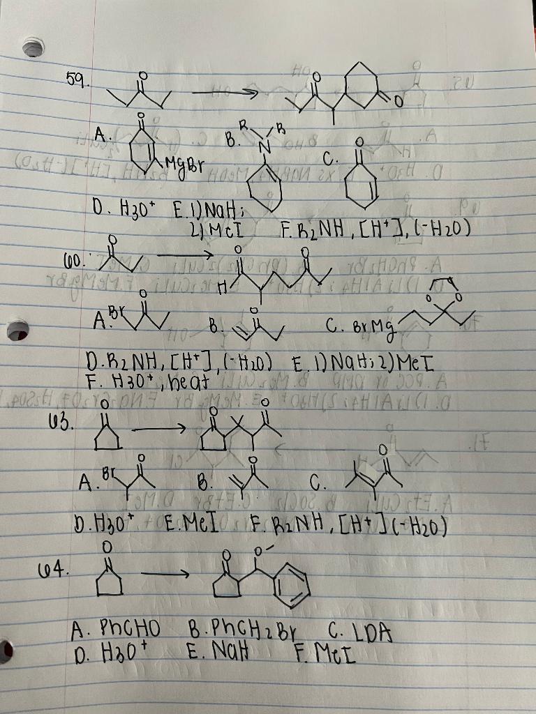 Solved 60 D. R2NH,[H+],(−H,O) E. 1) NaH;2)MeI F. H3O+, heat | Chegg.com