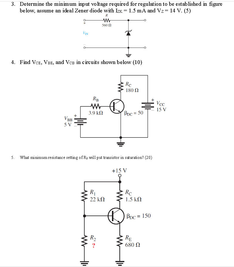 Solved 3. Determine the minimum input voltage required for | Chegg.com
