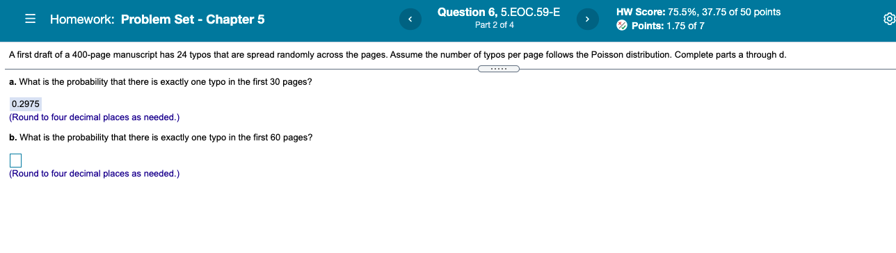 Solved = Homework: Problem Set - Chapter 5 Question 6, | Chegg.com