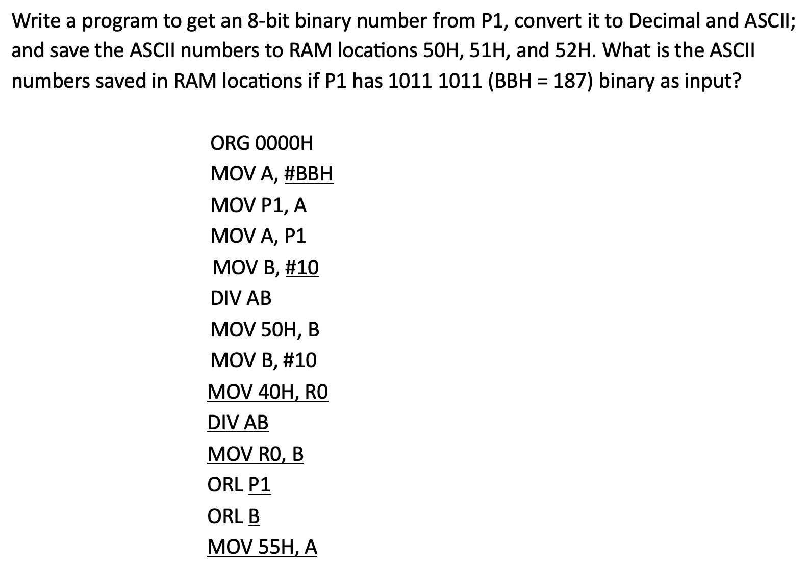 Solved Write A Program To Get An 8 bit Binary Number From Chegg