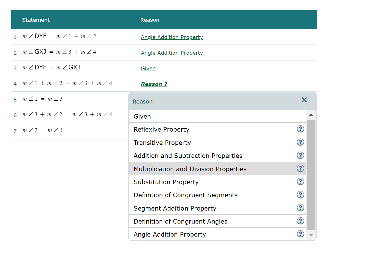 Solved Complete the proof by choosing the correct "Reason". | Chegg.com